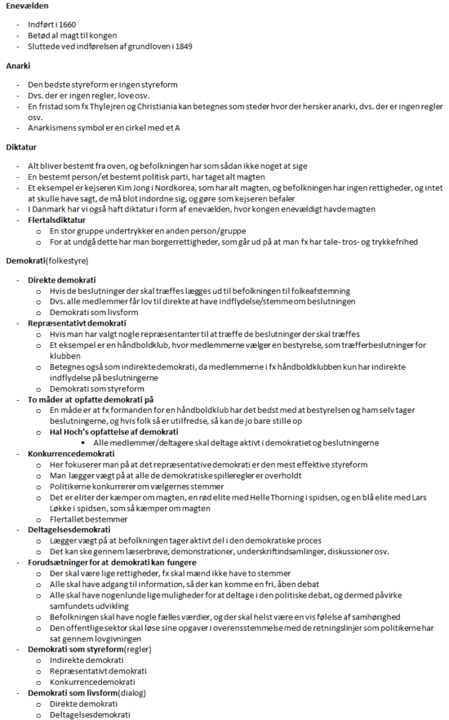 Styreformer - HHX opgaver og notater